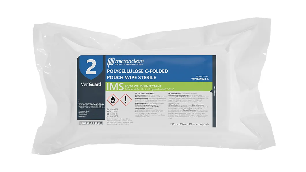 VeriGuard 2 - IMS Polycellulose C-folded Pouch Wipe - Sterile | Micronclean